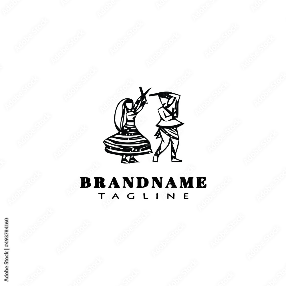 garba dance or indian dance logo cartoon icon design template black ...