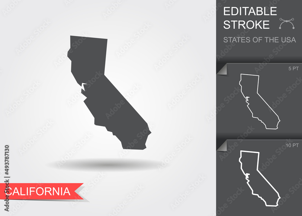 Stylized map of the U.S. state of California vector illustration Stock ...