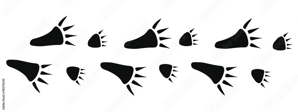 Mouse footprint road on white background. Rodent paw in black color ...