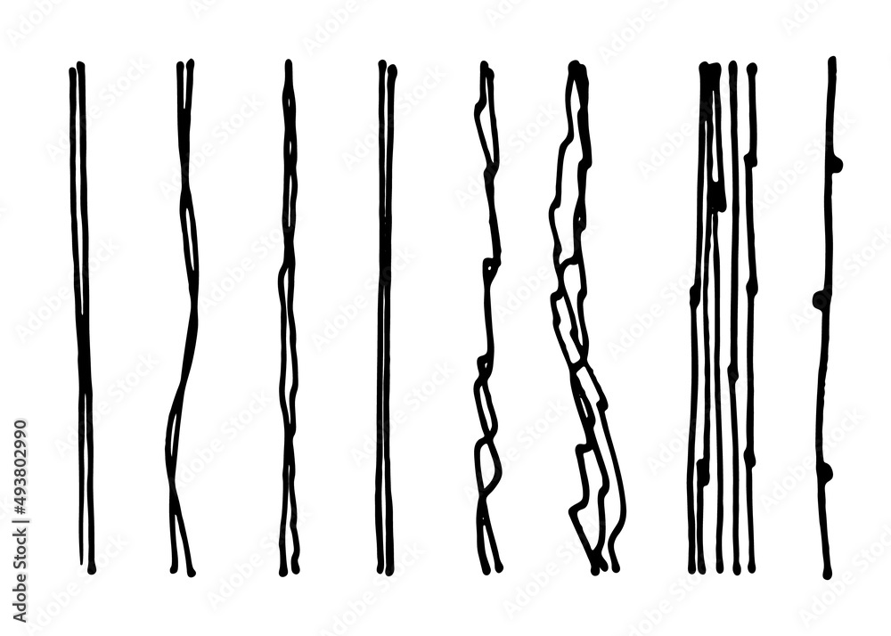 Vector set of hand drawn lines. Single, double, quadruple, with and ...