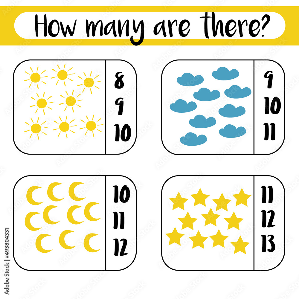Counting educational math children game, kids activity worksheet. How ...