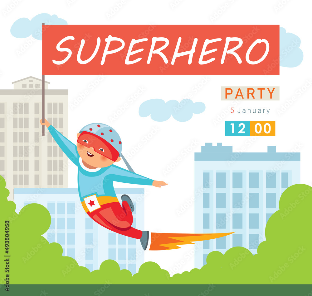 Superhero party invitation Stock Vector | Adobe Stock