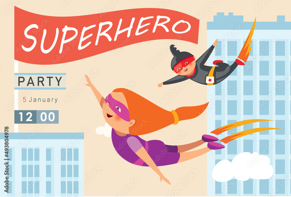 Superhero party invitation Stock Vector | Adobe Stock
