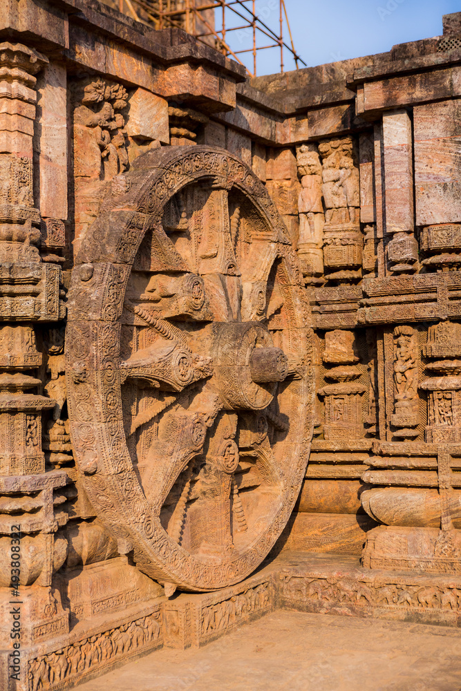 800 year old Sun Temple, designed as a chariot consisting of 24 wheels ...