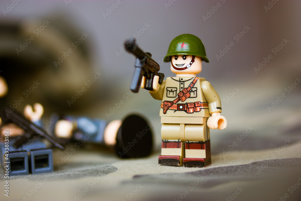 Kyiv, Ukraine. March, 1 2022. Soldier in helmet, military personnel ...