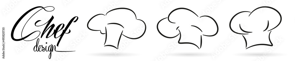 Chef hat cap set, logo design, vector illustration Stock Vector | Adobe ...