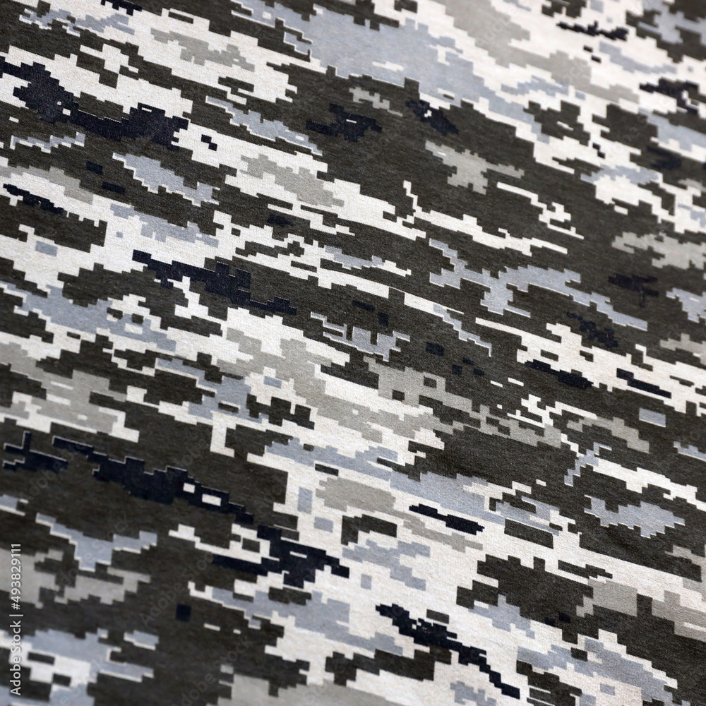 Fabric with texture of Ukrainian military pixeled camouflage. Cloth ...