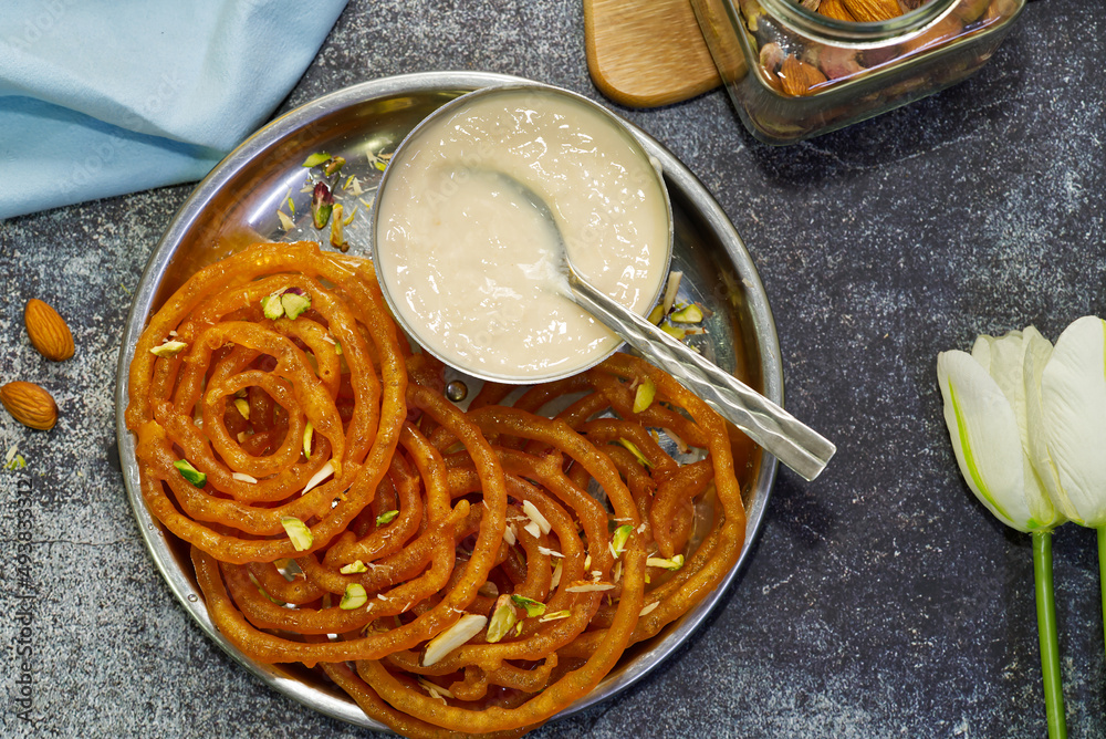 Jalebi With Rabri Stock Photo | Adobe Stock