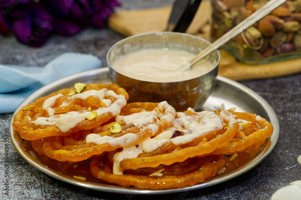 Jalebi with Rabri Stock Photo | Adobe Stock