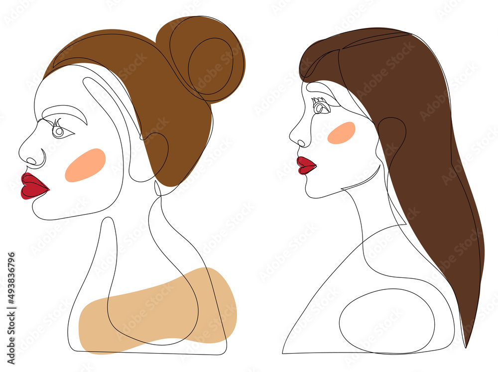 women, girls one line drawing vector, isolated Stock Vector | Adobe Stock