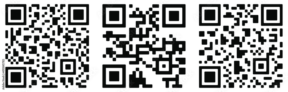 Set of three vector QR-codes with rounded corners for your design Stock ...