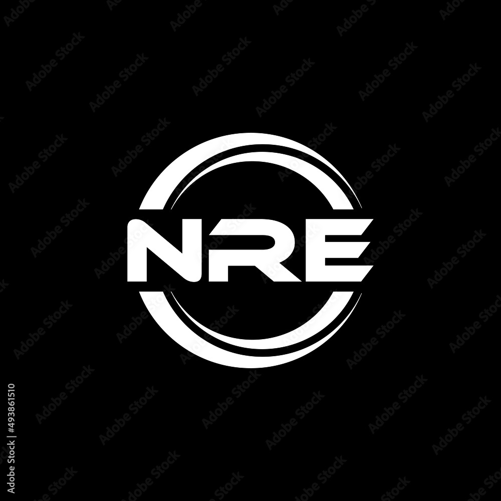 NRE letter logo design with black background in illustrator, vector ...