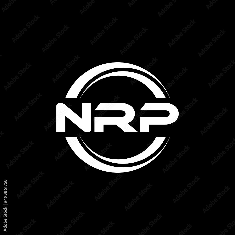 Vecteur Stock NRP letter logo design with black background in ...