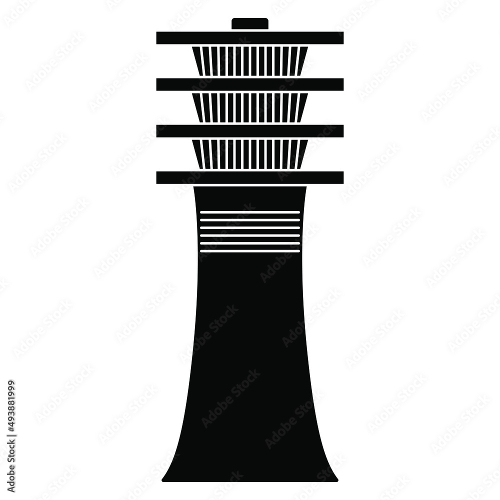 Djed sign. Ancient Egyptian sacred symbol. Black and white negative ...