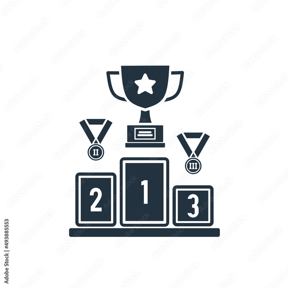winner podium icon vector with trophy in trendy flat style isolated on ...