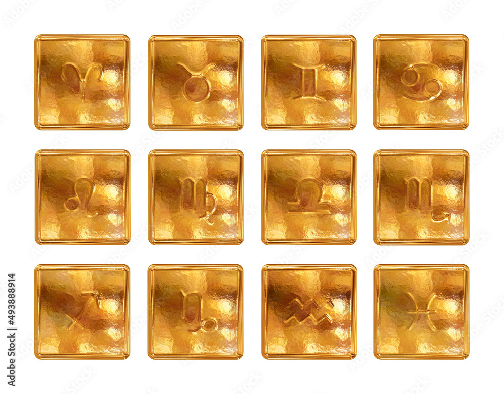 Foto Stock Zodiac signs. Gold astrology symbols for horoscope template ...