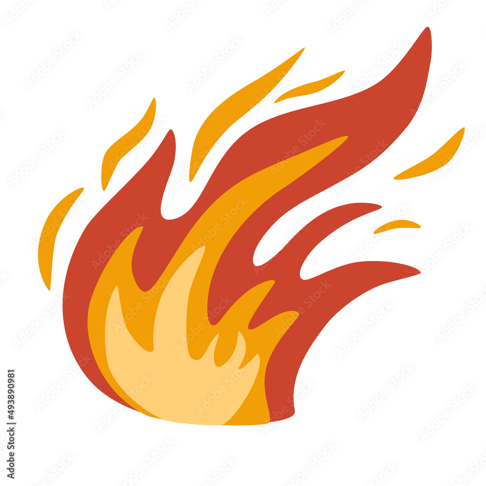 Fire. Hot flame symbol. Burning, blazing fire icon. Heat danger and ...