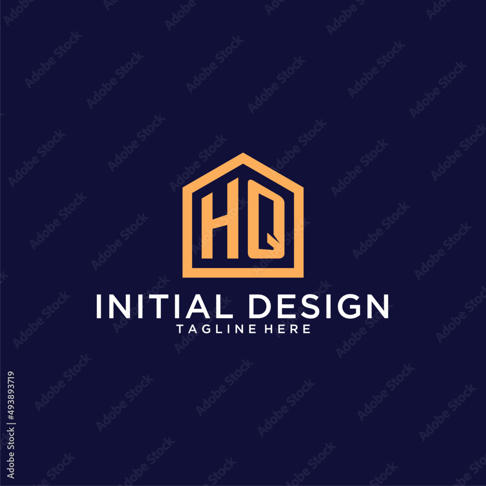 Initial HQ logo with abstract home shape, modern minimalist realty logo ...