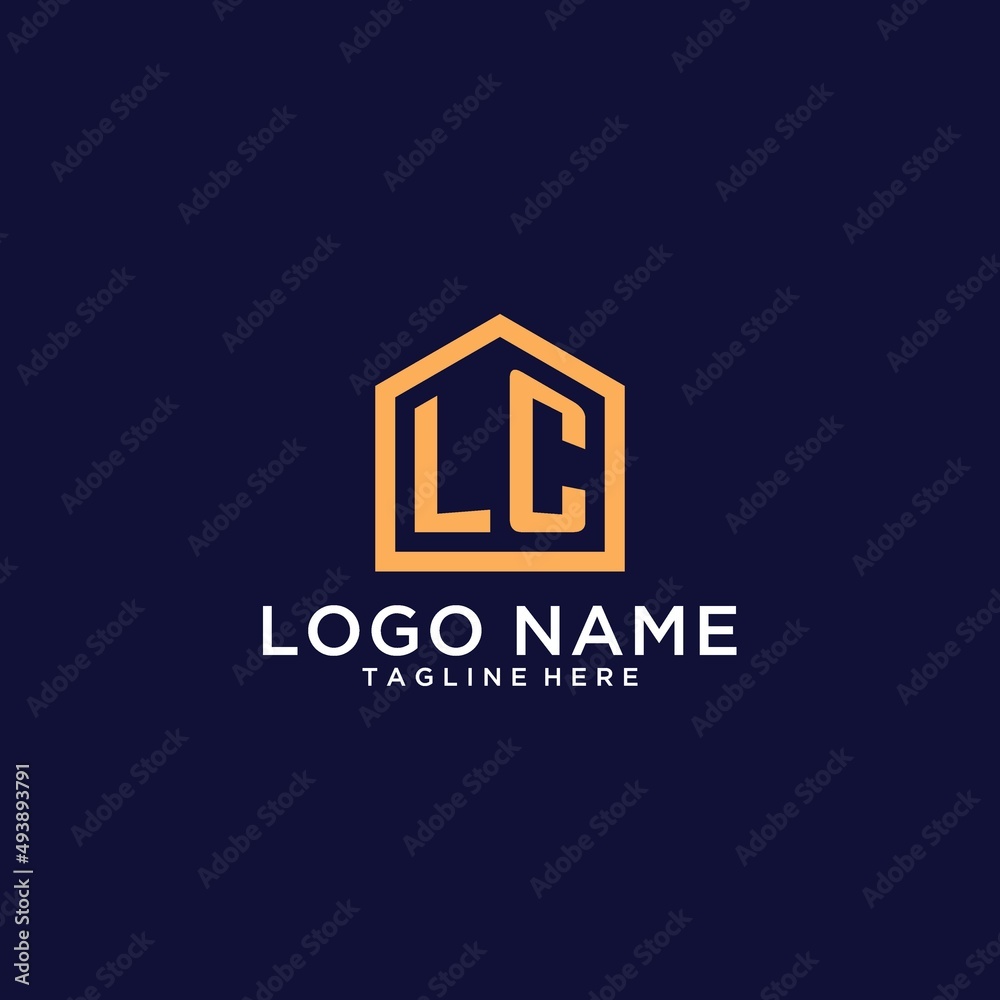 Initial LC logo with abstract home shape, modern minimalist realty logo ...