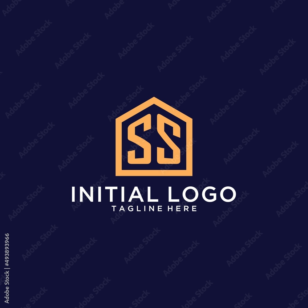 Initial SS logo with abstract home shape, modern minimalist realty logo ...