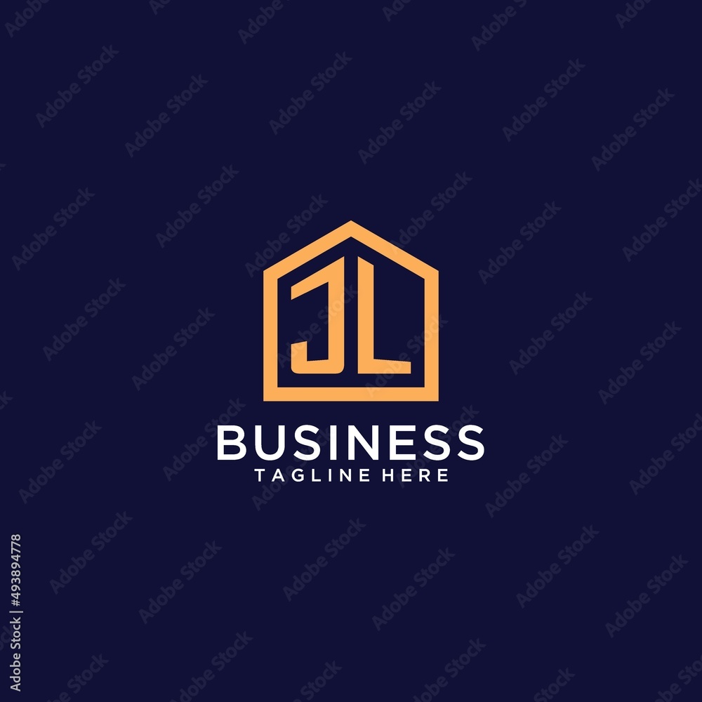 Initial JL logo with abstract home shape, modern minimalist realty logo ...