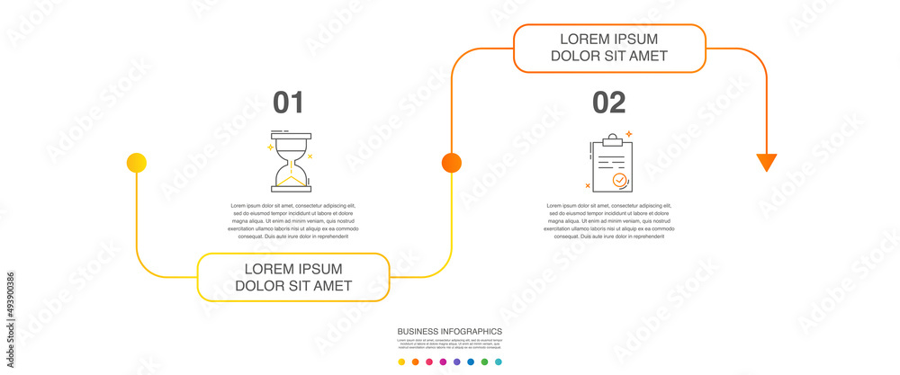 Vector line infographics with 2 options. Business timeline template ...