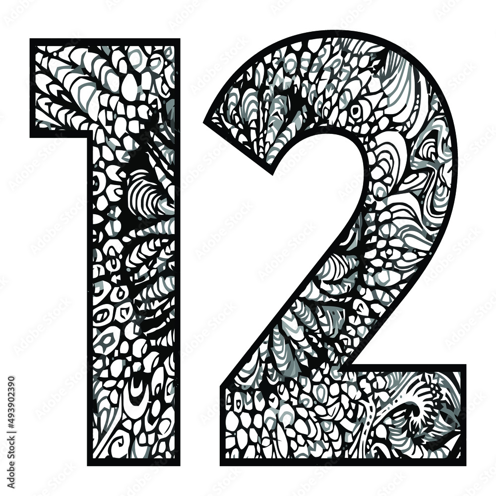 Mandala Number coloring page for kids Stock Vector | Adobe Stock