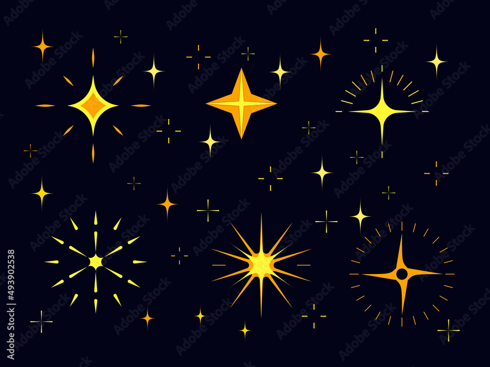 Set of sparkling star icons, design elements for decoration Stock Vector | Adobe Stock