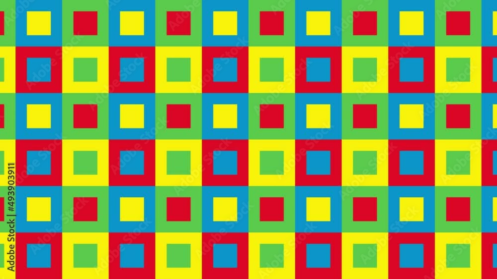 Animated tiles in primary colors in geometric pattern. Motion graphic ...