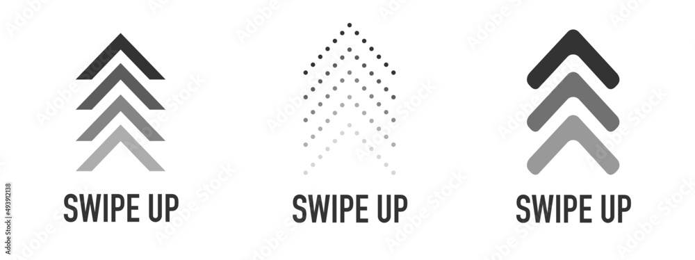Swipe up buttons set. Application and social network icons. Stock ...
