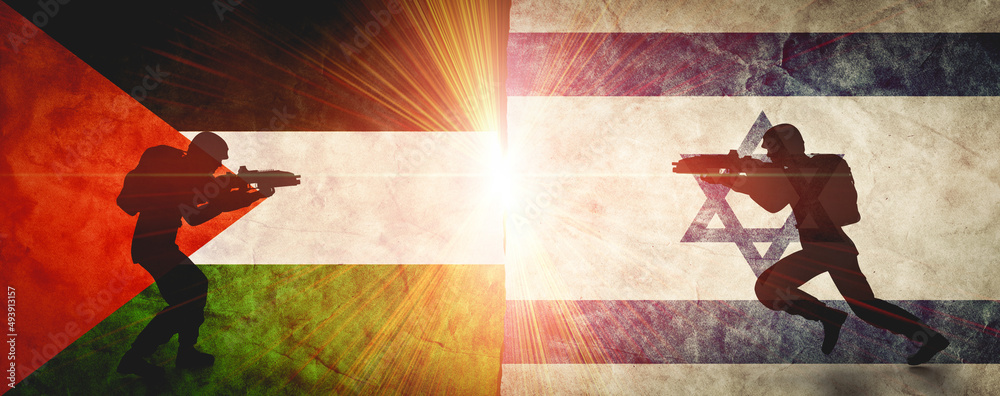 Israel and Palestine conflict. Military war and invasion concept Stock ...