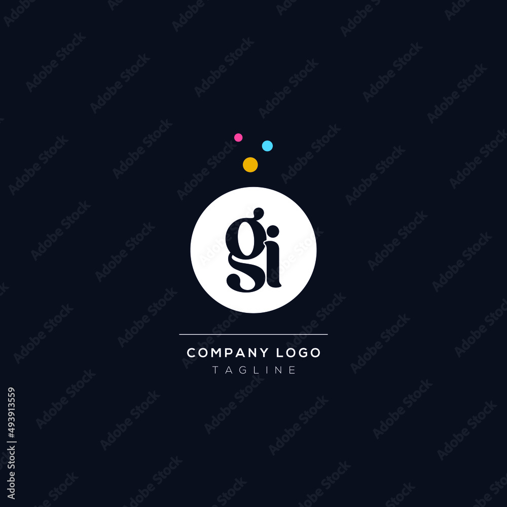 GI Letter creative Monogram Design with bubble dots. Vector Lettering ...