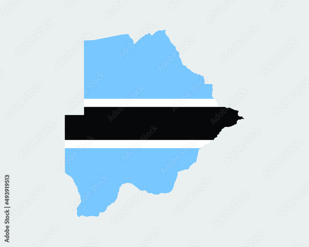 Botswana Map Flag. Map of Botswana with the Batswana country flag ...