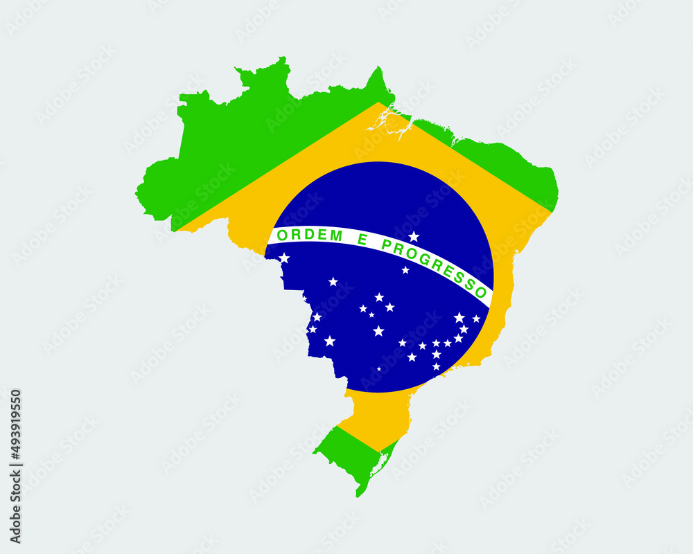 Brazil Map Flag. Map of Brazil with the Brazilian country flag. Vector ...