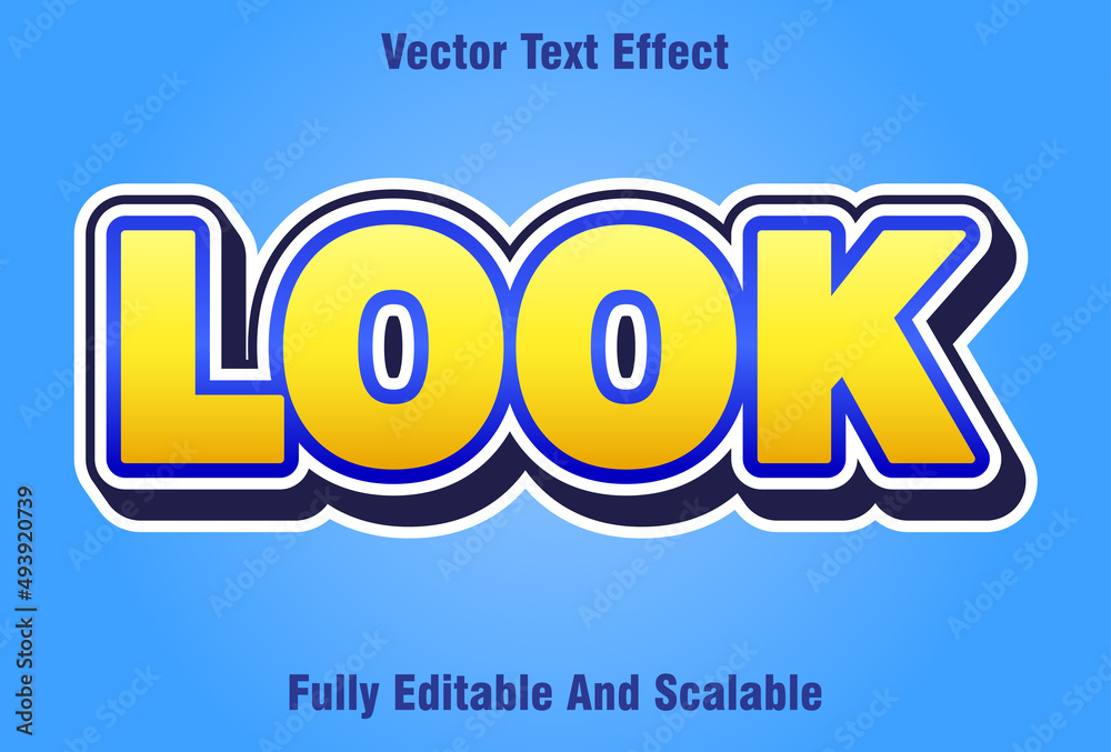 editable look text effect with blue and yellow background. Stock Vector ...