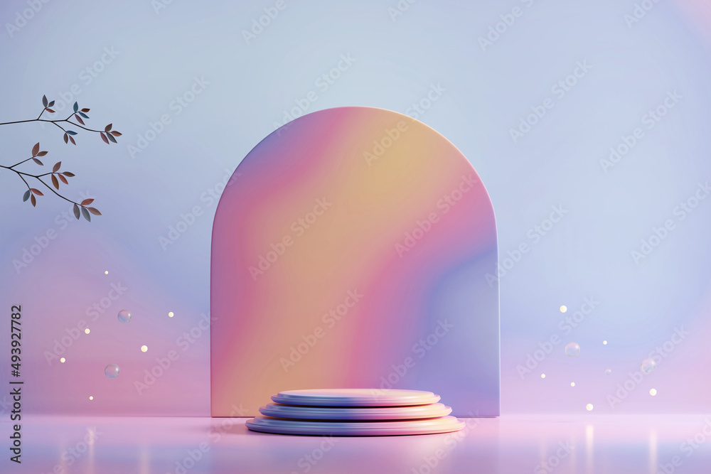 Colorful pastel object podium platform product display and showcase 3d ...