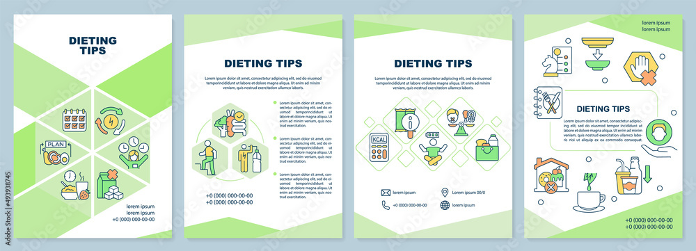 Dieting tips brochure template. Losing weight. Healthy nutrition ...