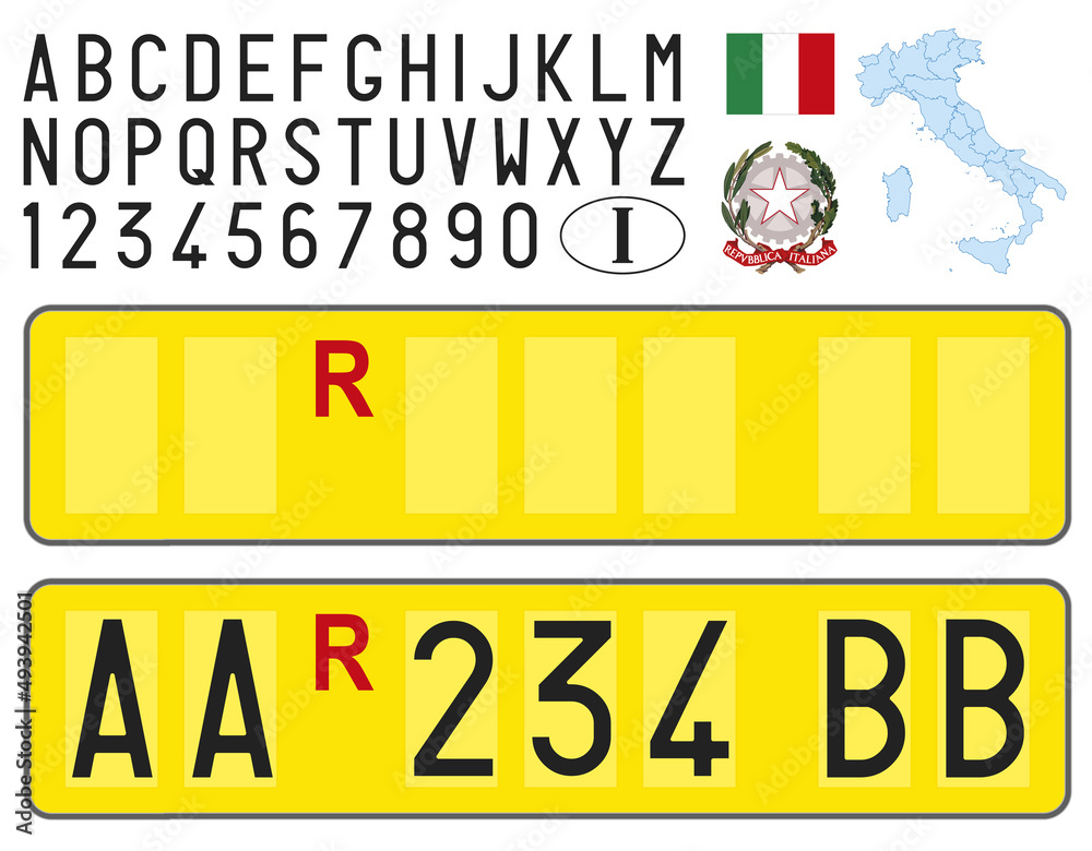 Special Italian yellow plate for trailers and articulated trucks for ...