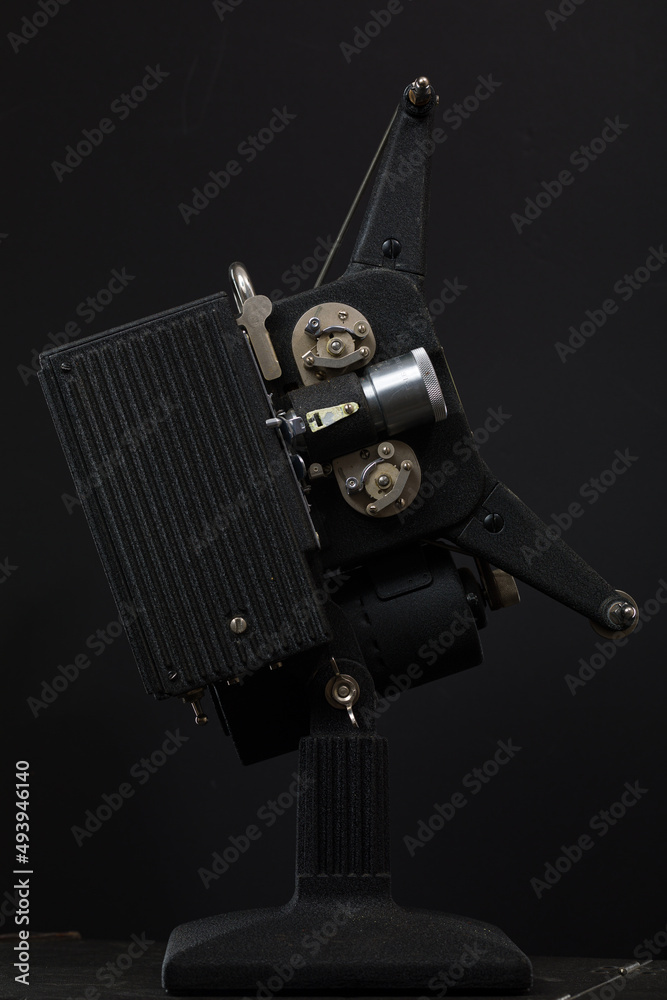 Vintage film projector. 8 mm film projector. Details of film projector ...