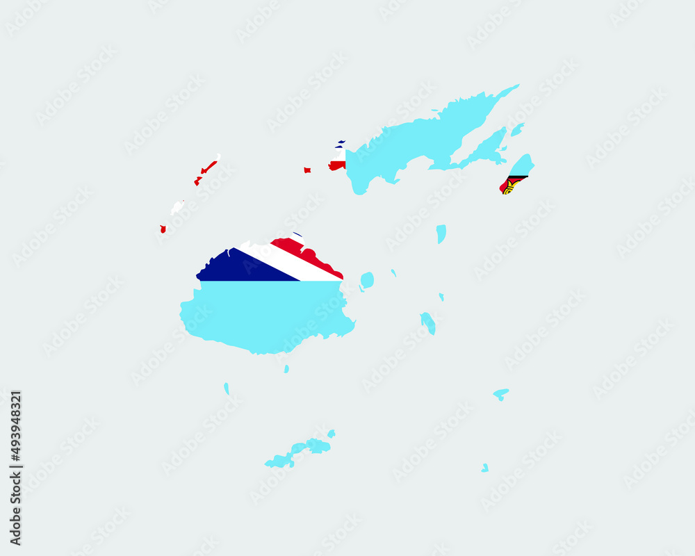 Fiji Map Flag. Map of Fiji with the Fijian country banner. Vector ...
