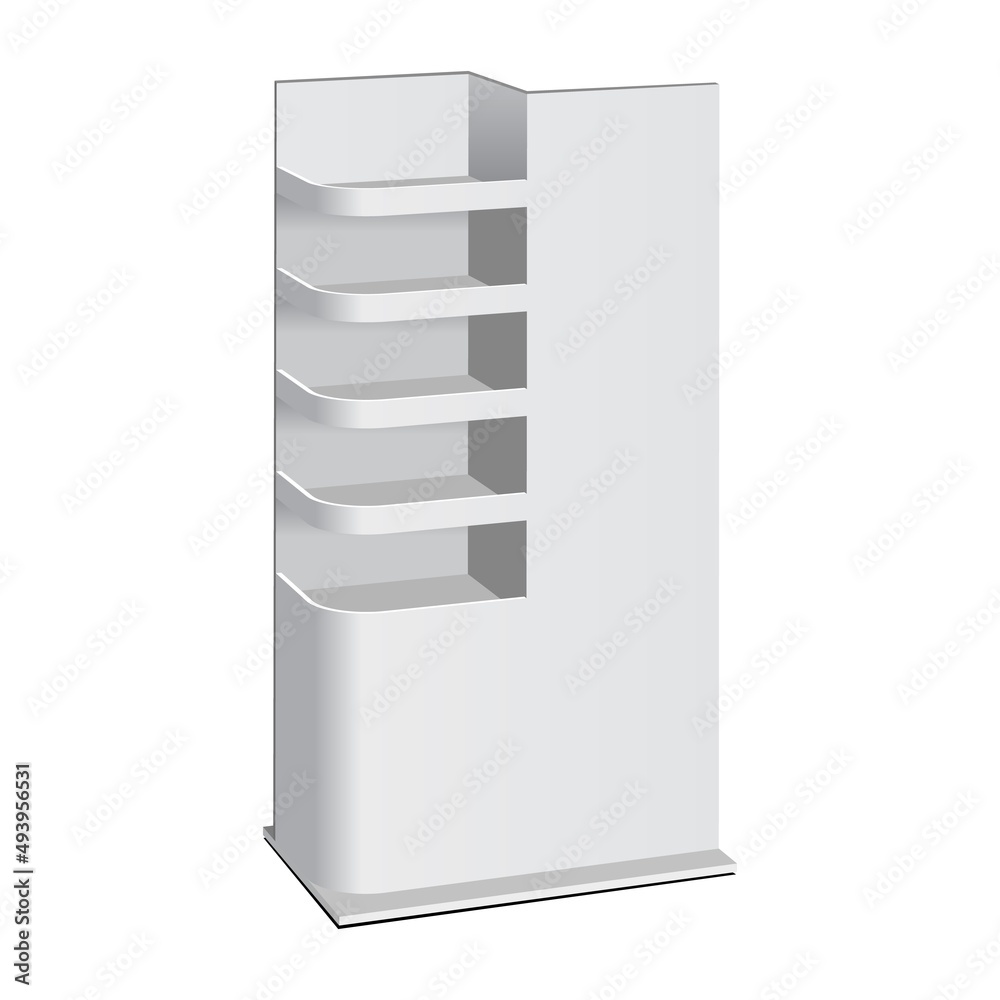 Mockup Cardboard Retail Shelves Floor Display Rack For Supermarket ...