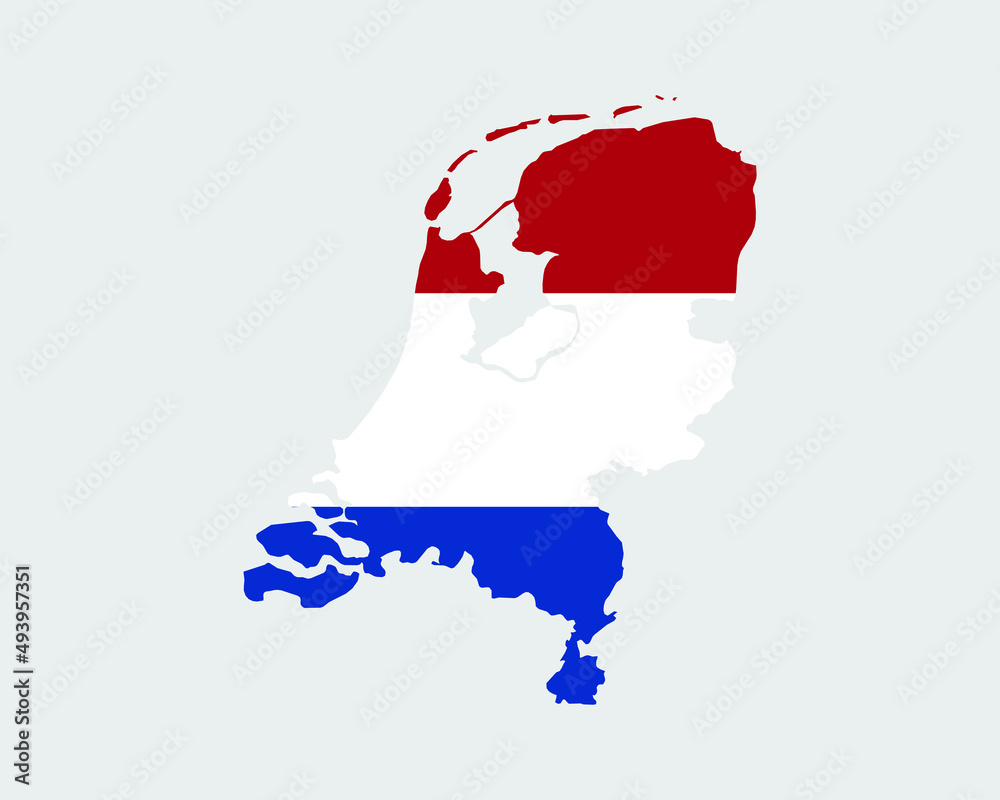 The Netherlands Flag Map. Map of Holland with the Dutch country banner ...