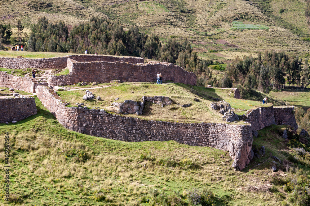 Beautiful view of the Puka Pukara Inca Archaeological Complex with its ...