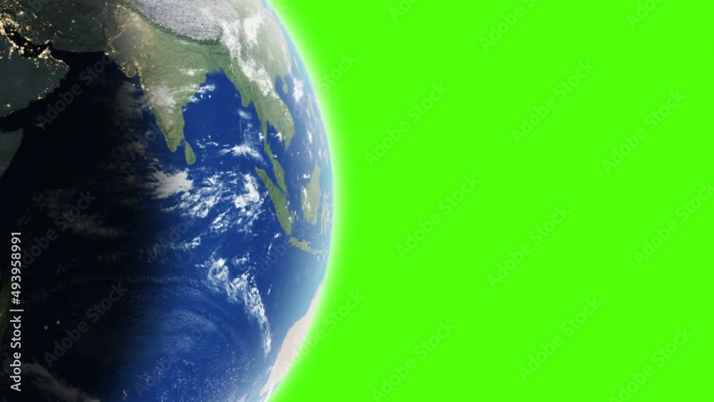 Planet earth rotation - computer generated animation. Night to day ...