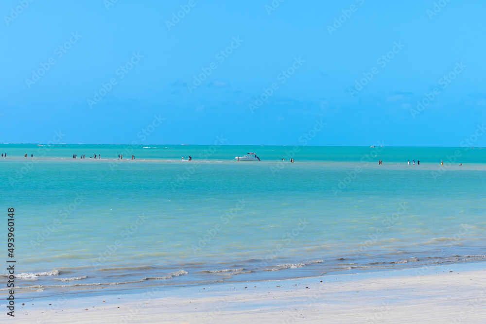 Maragogi beach, view to Moses Path. A sand path in the middle of the ...