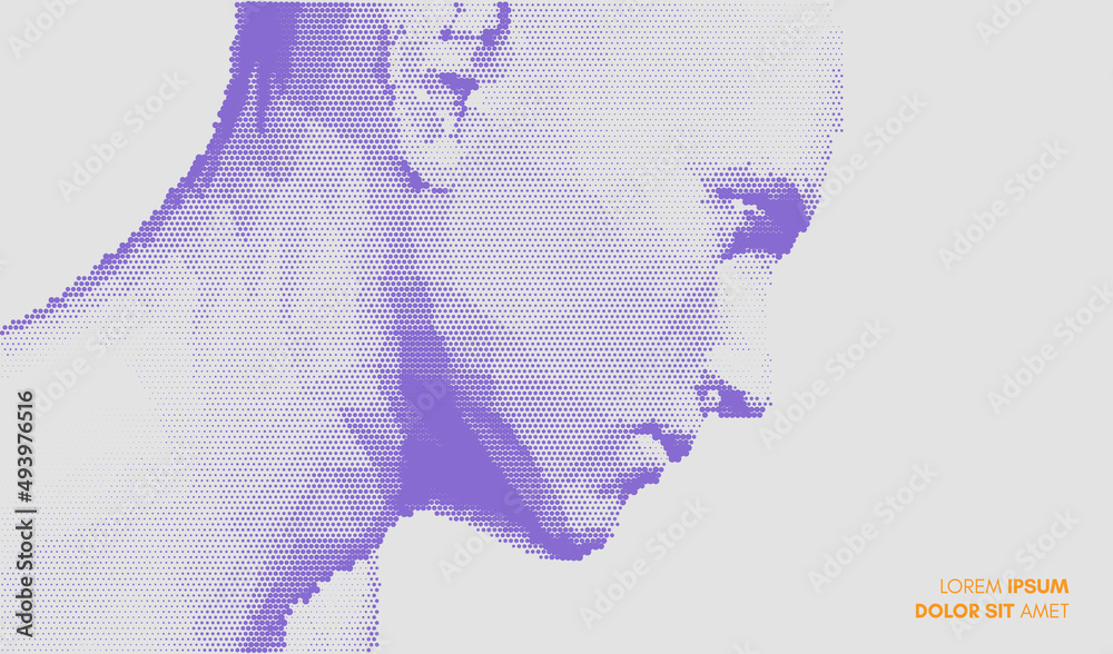 Abstract man head made from dots. Side view of dotted face background ...