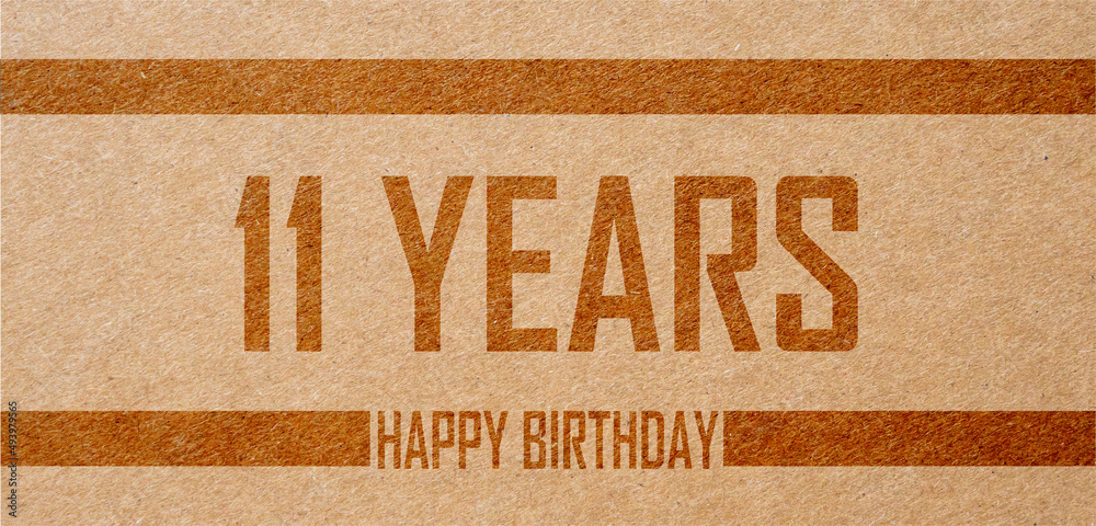 11 Years Greetings, brown birthday card,Happy Birthday Card design ...