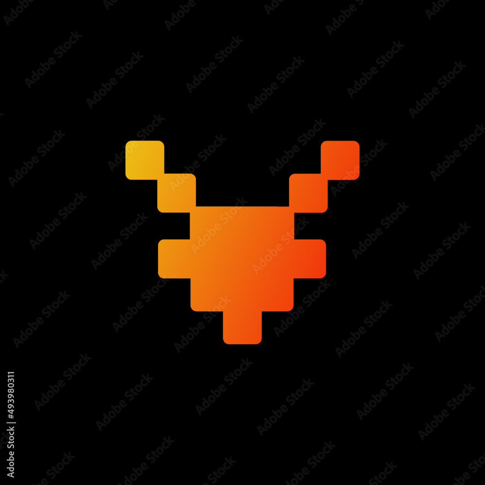 Bug pixel Logo animal visual face Identity. Insect logo vector for ...