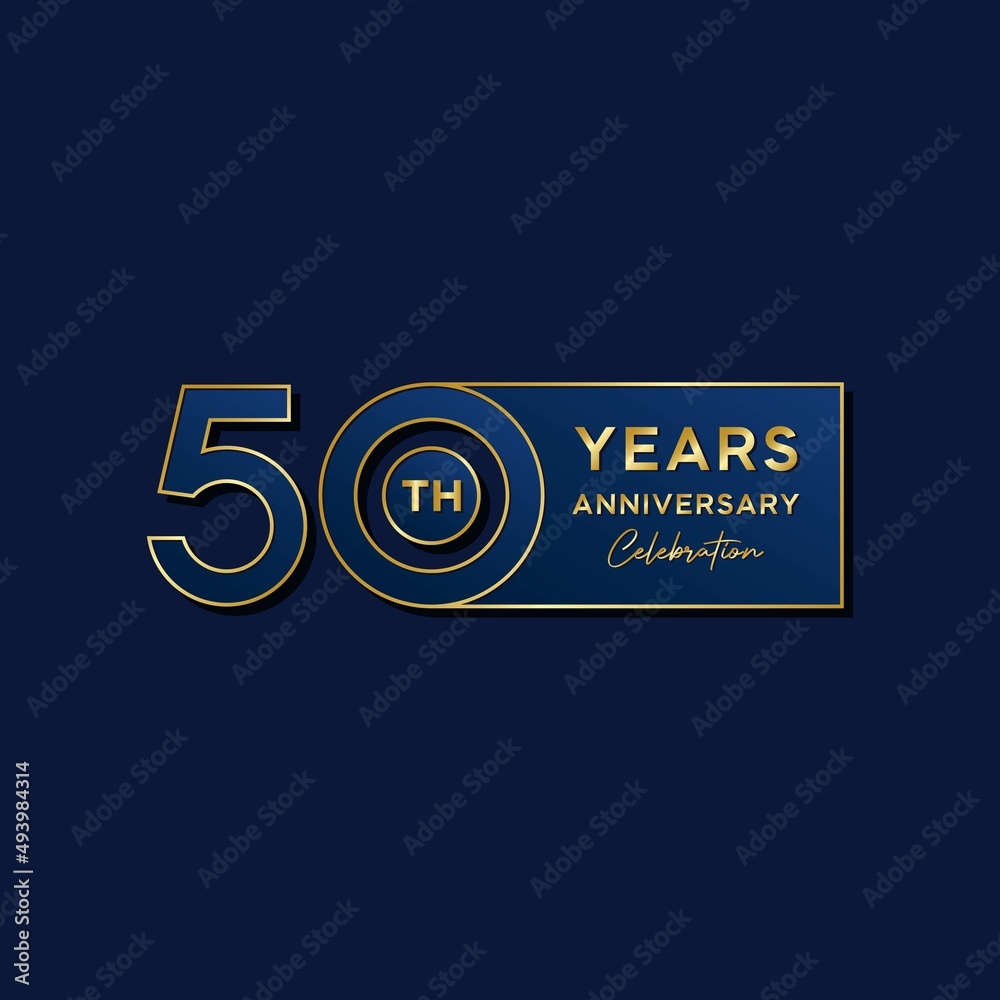 50th anniversary logo. Anniversary celebration logo design golden ...