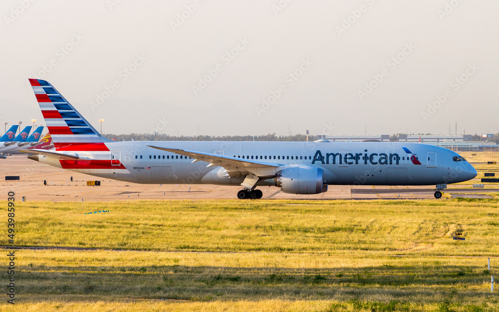 American Airlines Boeing 787-9 Dreamliner taxiing at Beijing Capital ...